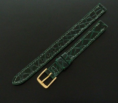Ladies' 9mm Regular Length Emerald Green GENUINE Crocodile Watch Strap ...