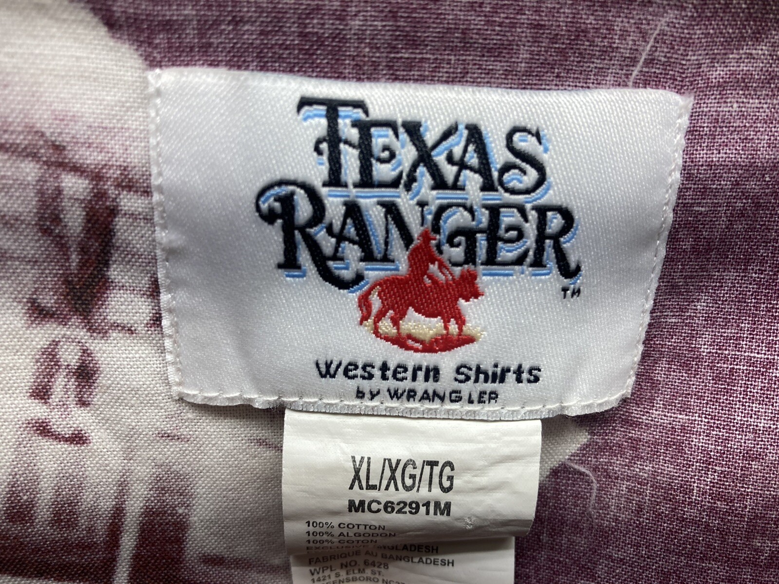 Vtg Texas ranger banded collar Western All Over Print… - Gem