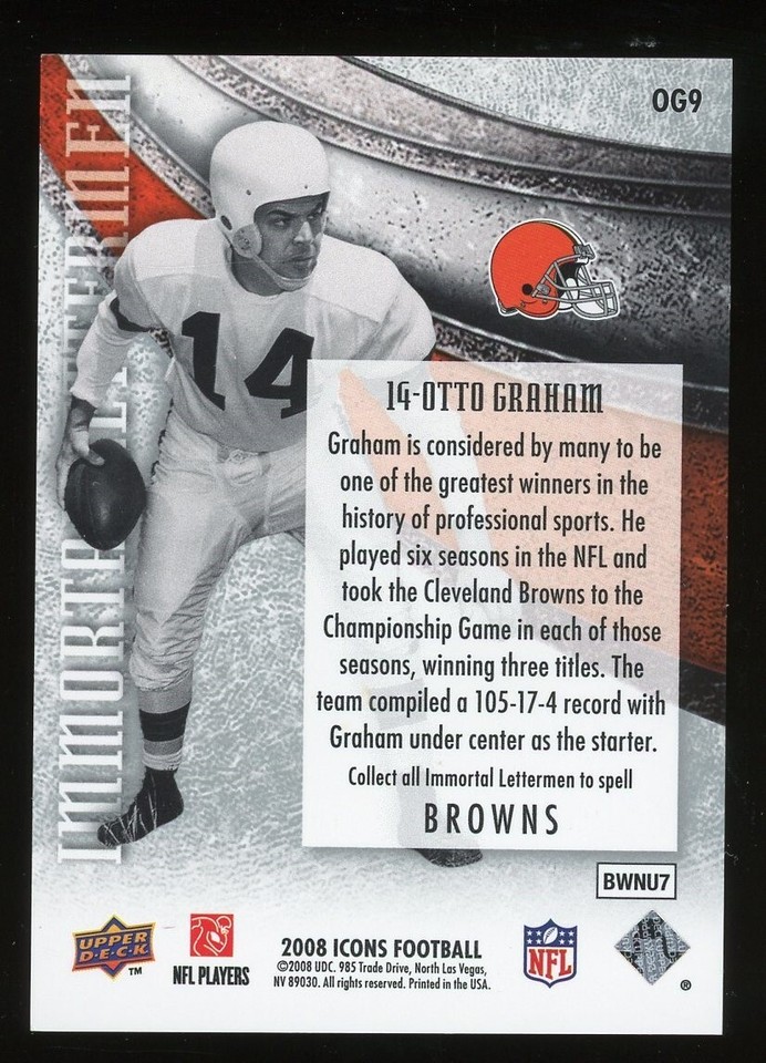 2008 UD Icons Immortal Lettermen Football #OG9 Otto Graham Patch /80 | eBay