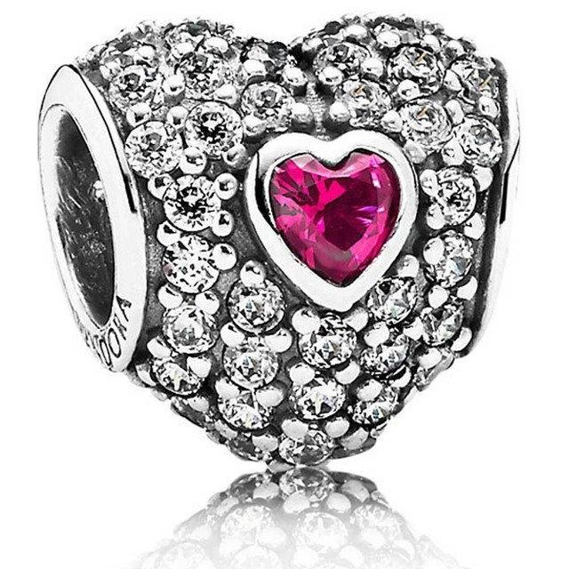 Ruby in My Heart PANDORA Charm 925 Sterling Silver Post 791168SRU for ...