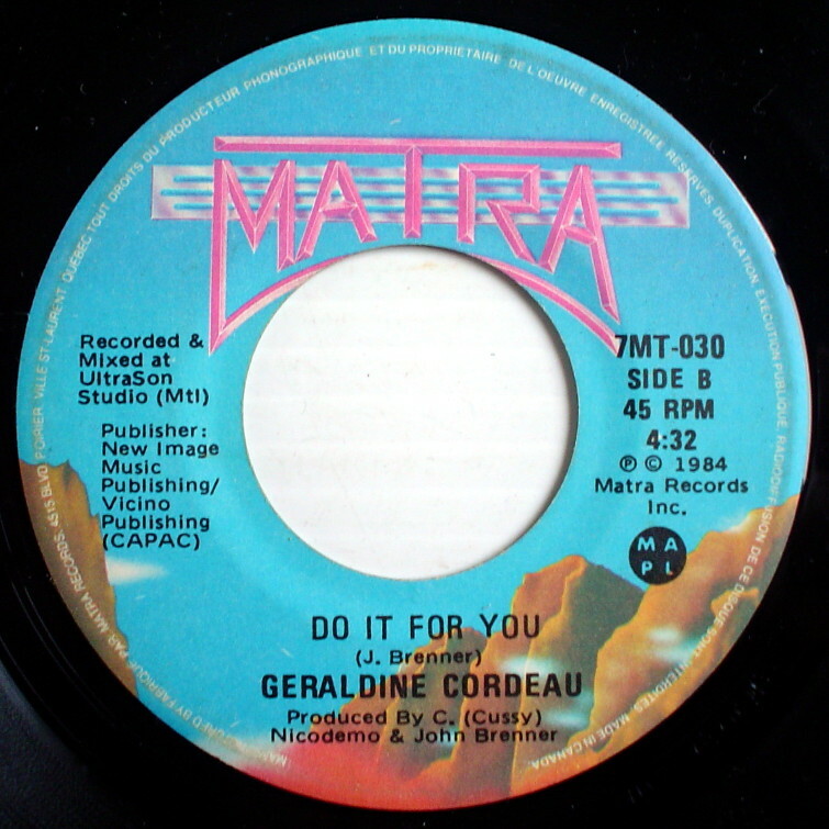 1984's 45 R.P.M. RECORD *** GERALDINE CORDEAU, GIRL TALK + *** 45 TOURS ...