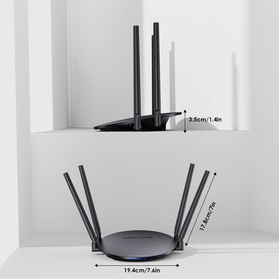 AC1200 Wireless WiFi Router Dual Band Long Range Coverage w/Gigabit WAN ...