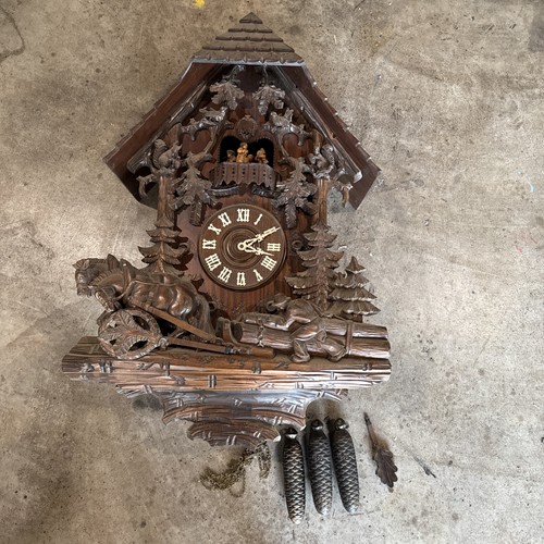 Vintage German Cuckoo Clock – DOLD Black Forest Wood Tree Horse ...