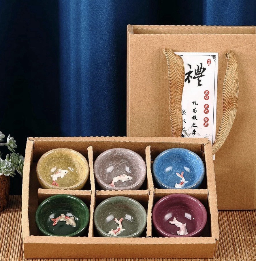 New 6 Pc Porcelain Ceramic Fish Tea Set Korean Style Tea Cup Set | eBay UK