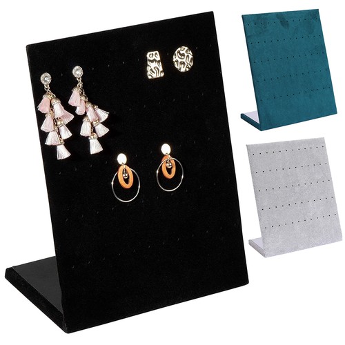 Velvet Earring Holder Organizer 60 Holes L-Shape Earring Ear Studs ...