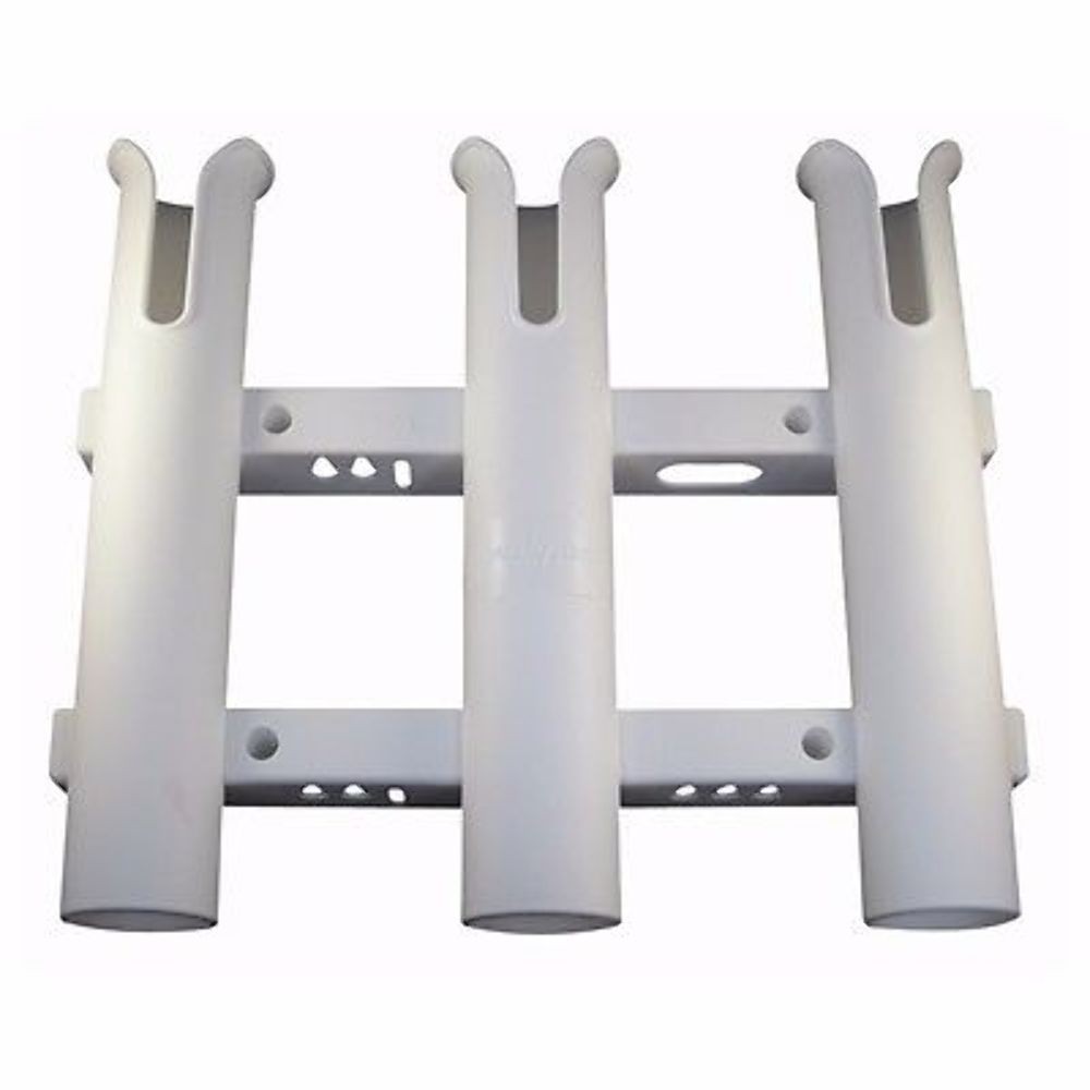 Marpac Poly 3 Rod Rack Pole Holder w/ Rail Tool Storage Marine Fishing ...
