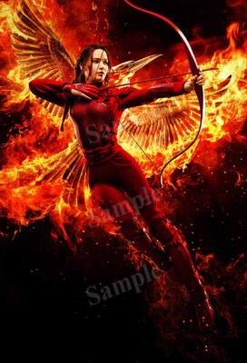 Photo Poster Jennifer Lawrence pose aiming bow arrow Katniss Mockingjay ...