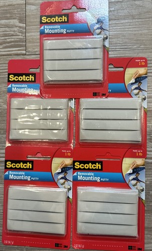 5 Pack Scotch Removable Mounting Putty 2 oz Each 1 LB Hold Wall Hang ...