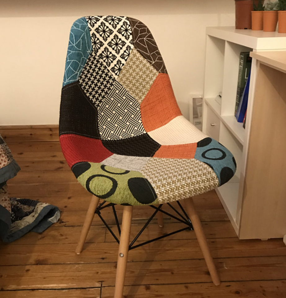 Vintage-Inspired Ergonomic Patchwork Dining Chair | Retro Modern Design ...