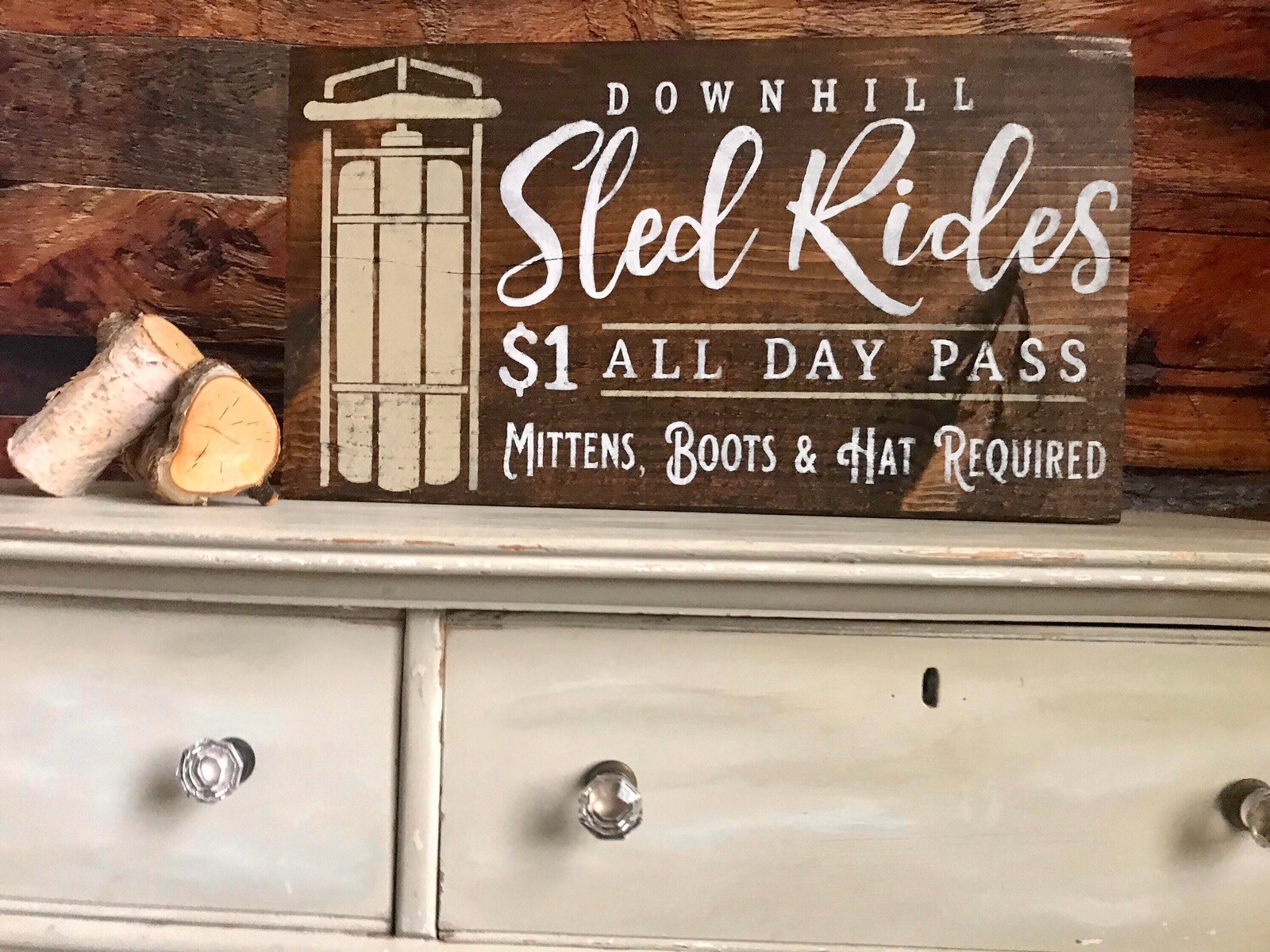 Christmas Decor / Primitive Christmas Sign / Sled Rides / Sledding ...