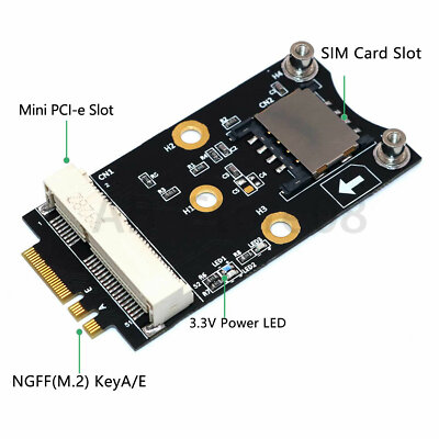 Mini PCI-E to M.2(NGFF) key A/E Adapter W/ SIM card Slot F WiFi/WWAN ...