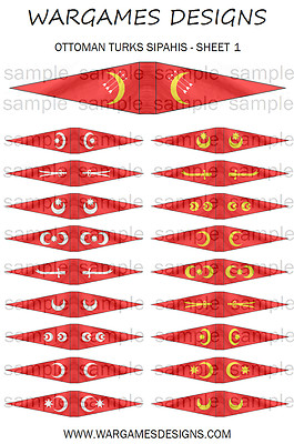 10mm Ottoman Turks Sipahis Flags & Lance Pennants - Sheet 1 | eBay