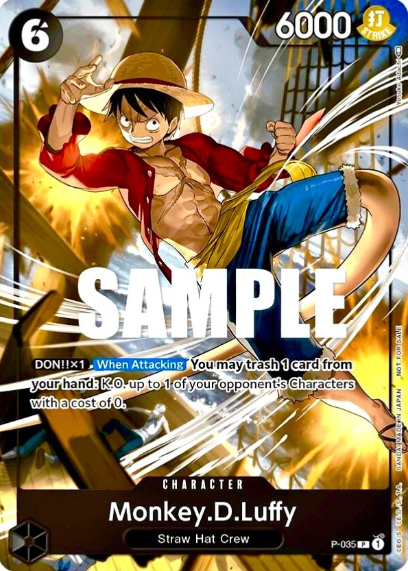 Monkey D. Luffy RARE PROMO ANNIVERSARY ALT ART P-035 ONE PIECE TCG NEAR ...