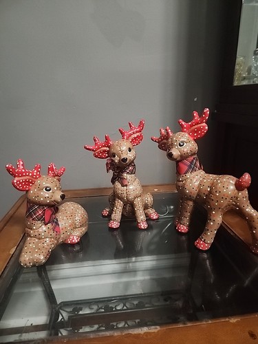 3 Large Kimple Deer Christmas Reindeer Ceramic Mold Figurines Vintage ...