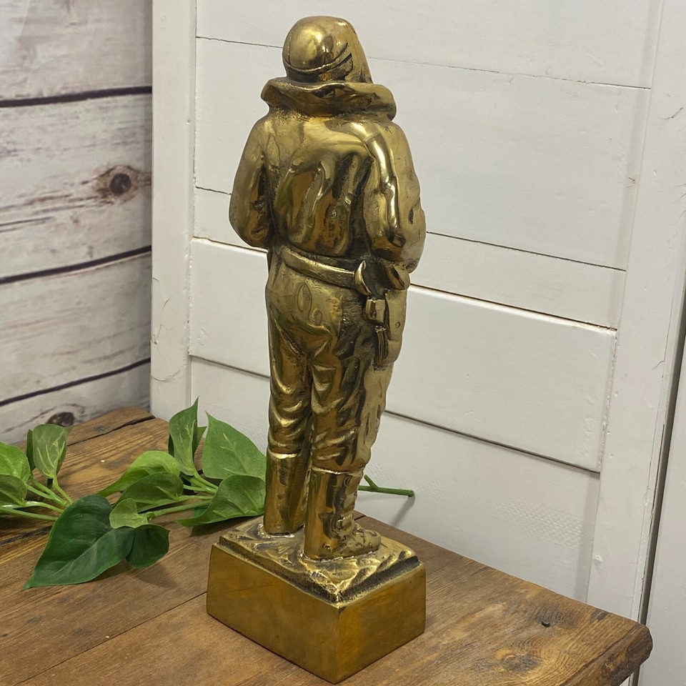 The Cockpit Brass Aviator Pilot w Gun Holster Statue Aviation Sculpture ...