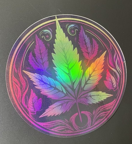 Holographic MARIJUANA POT LEAF Vinyl Decal Stickers Bumper Legalize ...