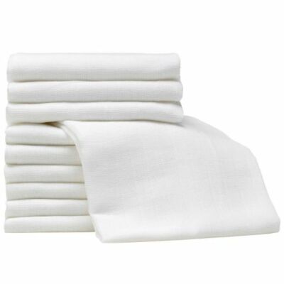 10x White Large Soft Muslin Squares 100% Cotton Baby Muslin Cloth ...
