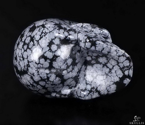 2.0" Snowflake Obsidian Carved Crystal Skull, Realistic, Crystal ...