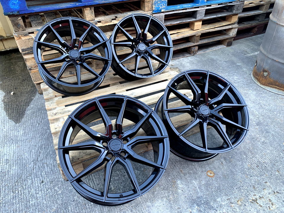 Black 18" SPYDER Alloy Wheels Vw T6 T5 Transporter Amarok Crafter ...