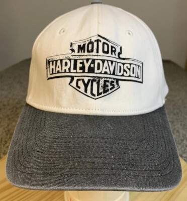 Harley Davidson Hat Cap Mens Flexfit White Black Logo Motorcycle ...