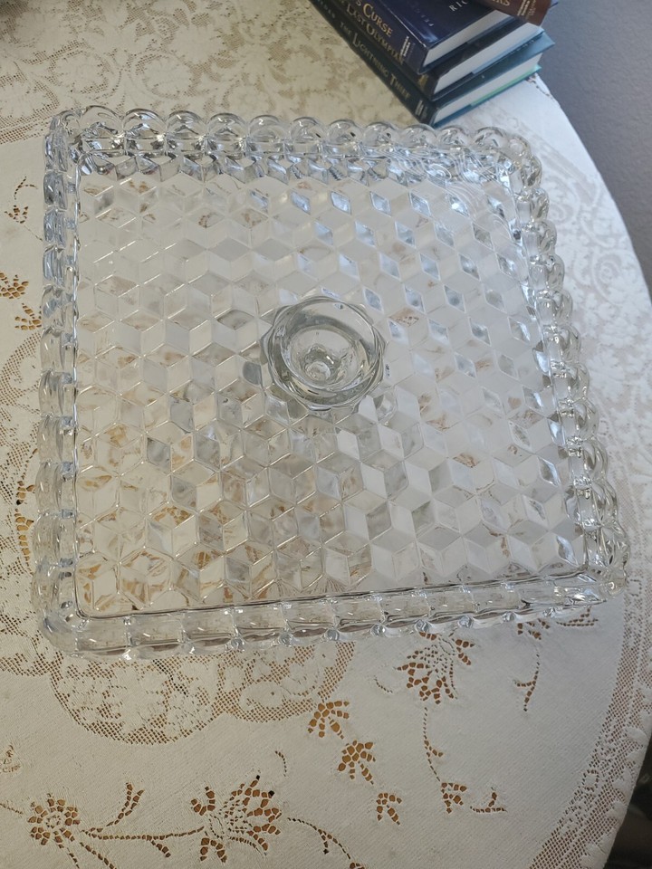 Vintage Fostoria American Pedestal Square Glass Cake Plate With Rum ...