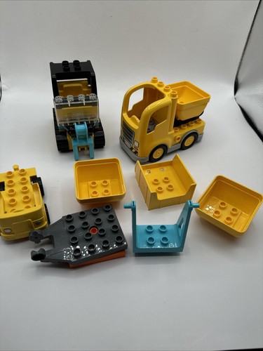 Lot of LEGO Duplo Construction Trucks Cars Trailer Gas Vehicles Dozer ...