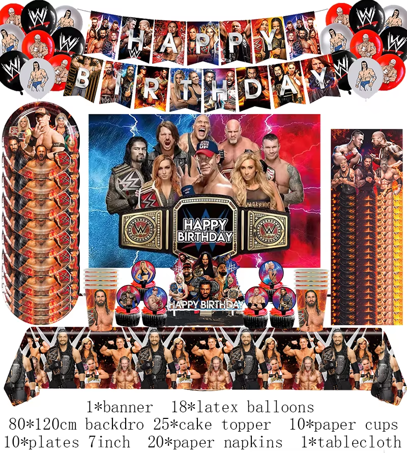 Wrestling Triathlon Party WWE Birthday Party Decorations WWE Tableware ...
