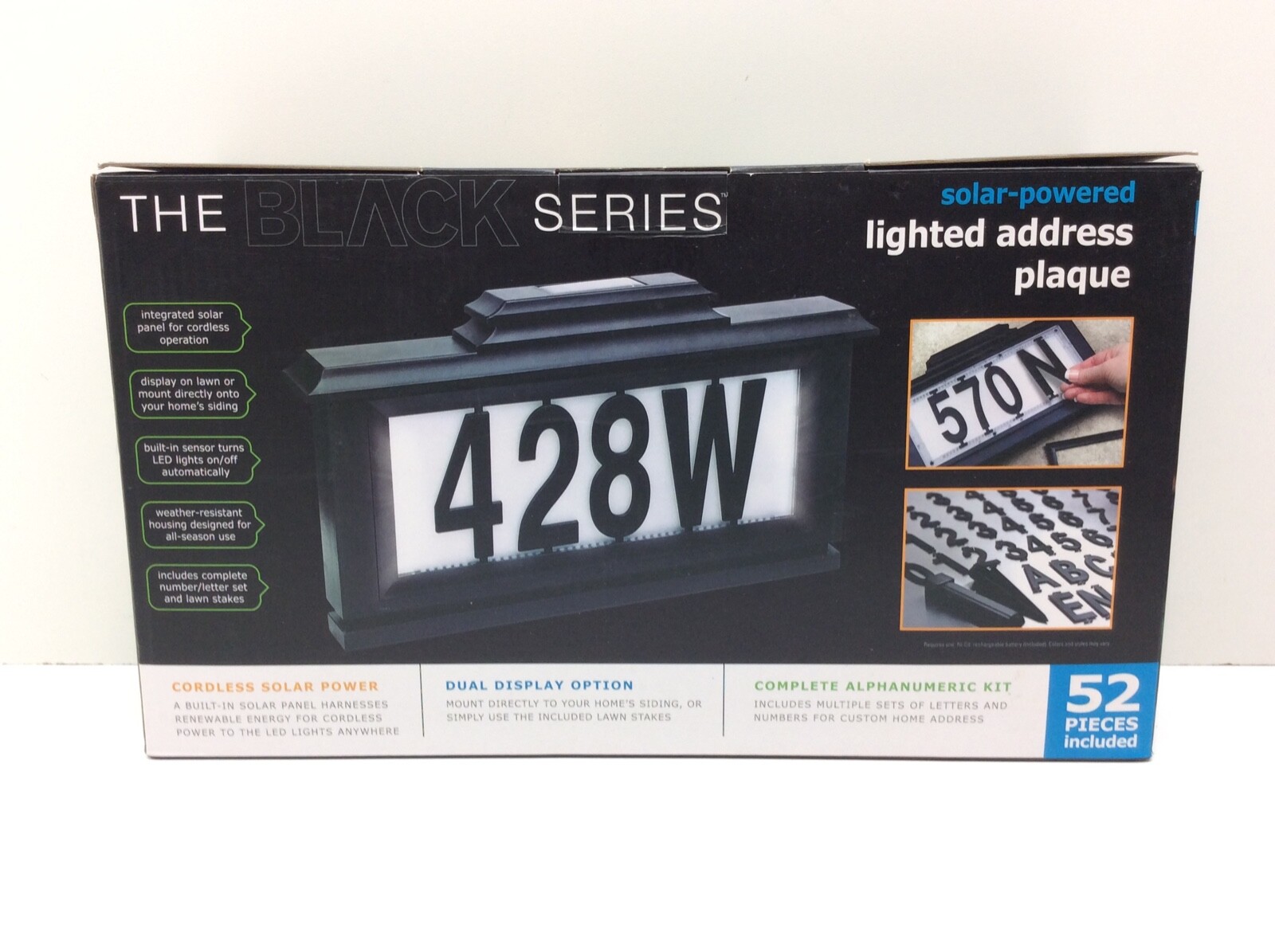 Black Series Solar Powered Lighted Address Plaque | Shelly Lighting