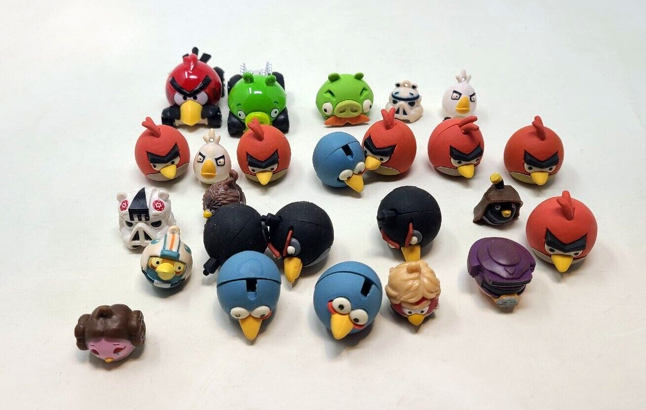 Angry Birds Rubber Erasers Star Wars Figures & Cars Lot of 25 READ ...