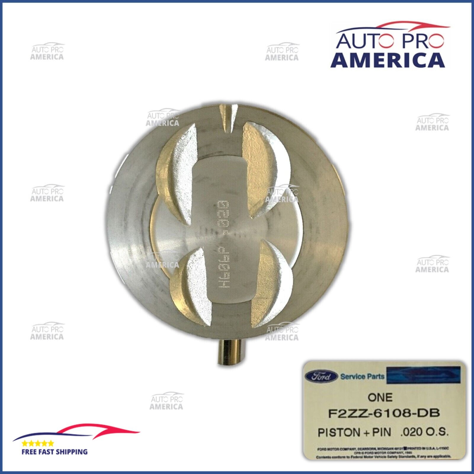 (1) NEW OEM Ford Piston & Pin Assembly F2ZZ-6108-DB 5.0L 8 Cyl .020" O ...