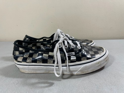 VANS RARE BLACK & CLEAR VINYL CHECK TB4R SNEAKERS WOMEN'S SIZE 6 MEN 4. ...
