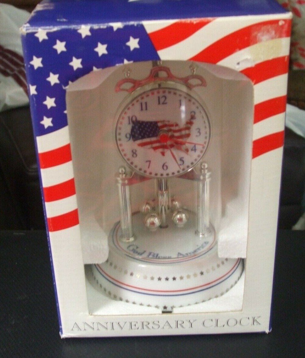 M Z Berger & Co God Bless America Patriotic Anniversary Clock #CX1010 ...