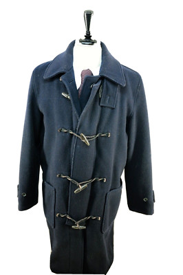 J. Crew Navy Blue Wool Horn Toggle Duffle Long Winter Coat Jacket Men's ...