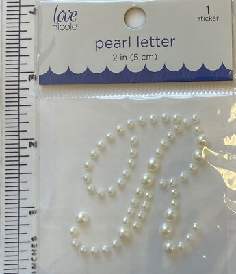 Letter R Cursive Initial Gem Pearl Sticker 2" Scrapbook Monogram Bling ...