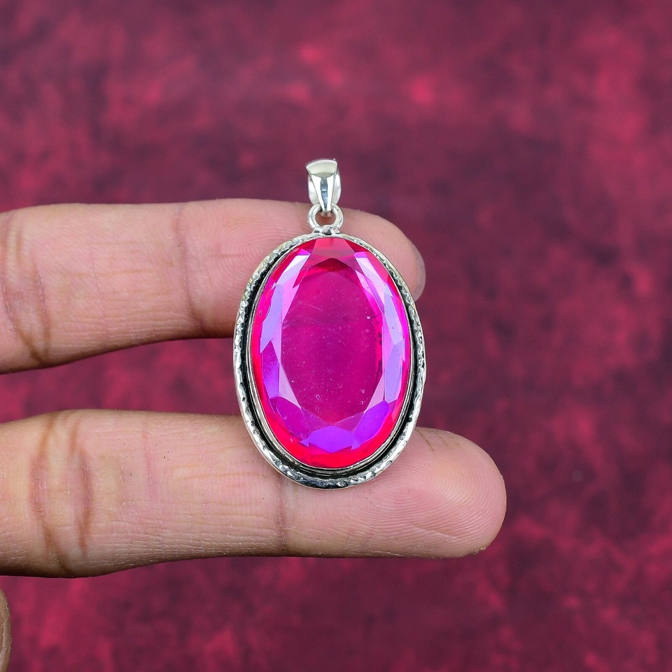 AAA+ Pink Mystic Topaz Gemstone Handmade 925 Sterling Silver Jewelry ...