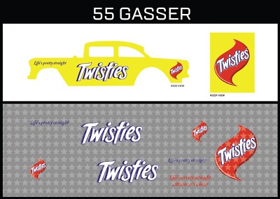 HotWheels(1/64),55 Gasser "Twisties (Red)" Waterslide,Printed White ...
