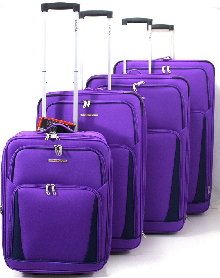 Set of 4 Suitcase 2 Wheel Lightweight Hand Luggage Travel Cabin Trolley ...
