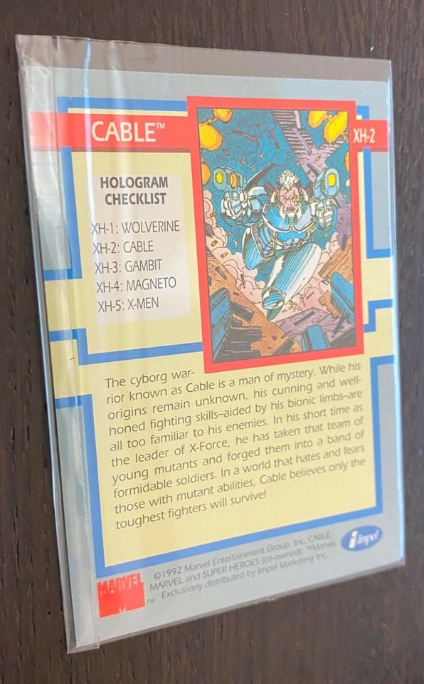 1992 MARVEL Series 1 Trading Cards (Impel) -- Cable HOLOGRAM (XH-2 ...