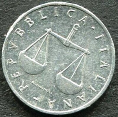 COIN - ITALY - ONE LIRA - KM91 - Repubblica Italiana (plain edge ...