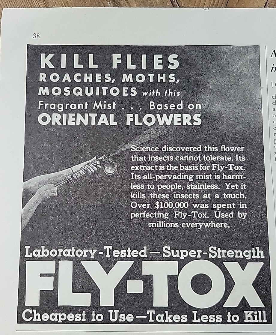 1933 Fly-tox Insecticide kills flies roaches mosquitoes vintage Ad | eBay