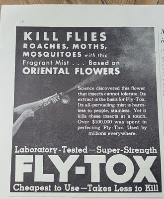 1933 Fly-tox Insecticide kills flies roaches mosquitoes vintage Ad | eBay