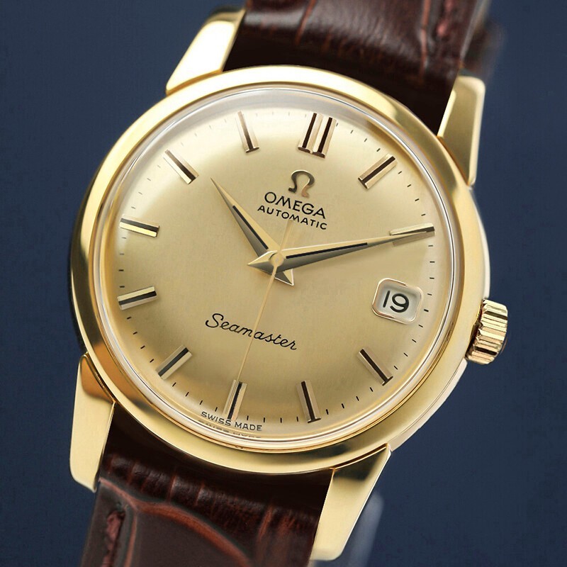 ' Authentic' OMEGA SEAMASTER 18K-GP AUTOMATIC GOLD DIAL WATCH_MSRP ...