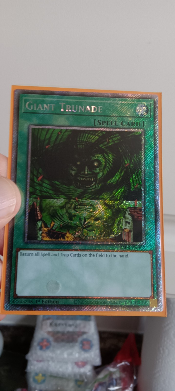 YuGiOh: "Giant Trunade" - PLATINUM SECRET RARE - RA03 - SHARP MINT NEW ...