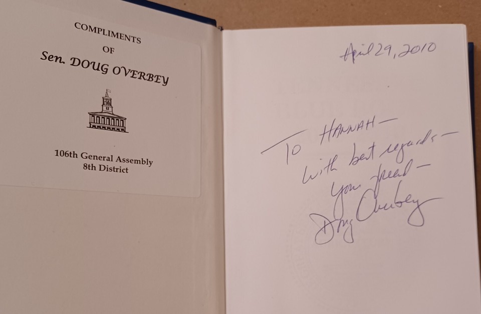 Tennessee Blue Book 2009-2010 signed by Senator Doug Overbey | eBay