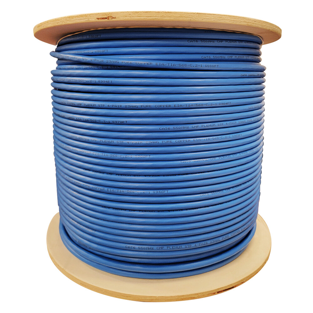 Cat 6 1000ft Solid Bare Copper Foil Shielded Plenum 550 Mhz F/UTP Cable ...