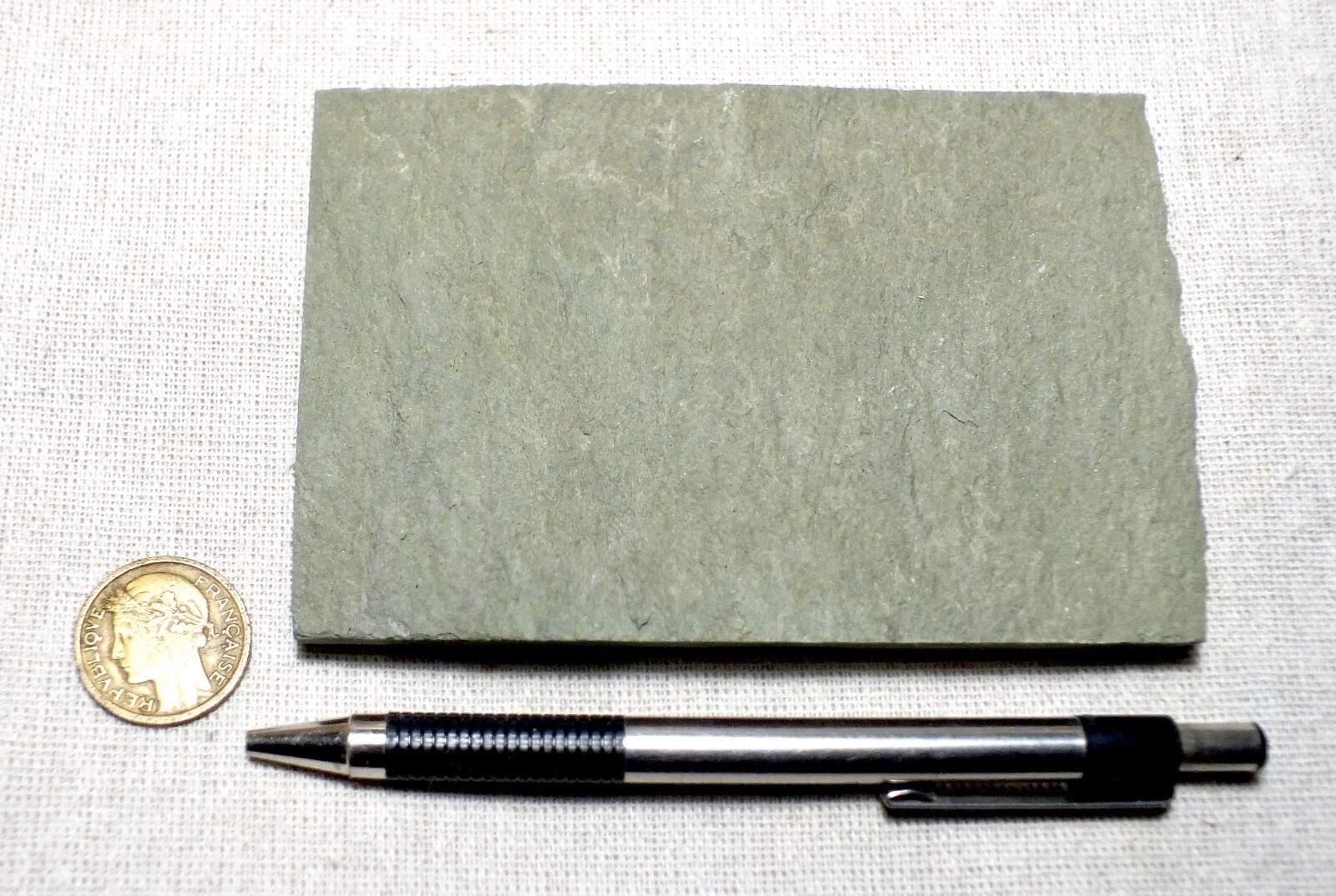 shale - hard green shale from the Cambrian Harkless Fm - teaching hand ...