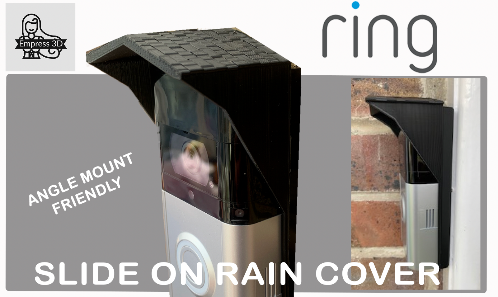 Ring Doorbell Rain Cover For 2, 3, 4, Pro, Plus & Wired CHOOSE SLIDE ON ...