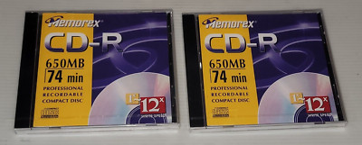 2 Memorex CD-R Professional Recordable Compact Disc 650MB/74 Mins 8x ...