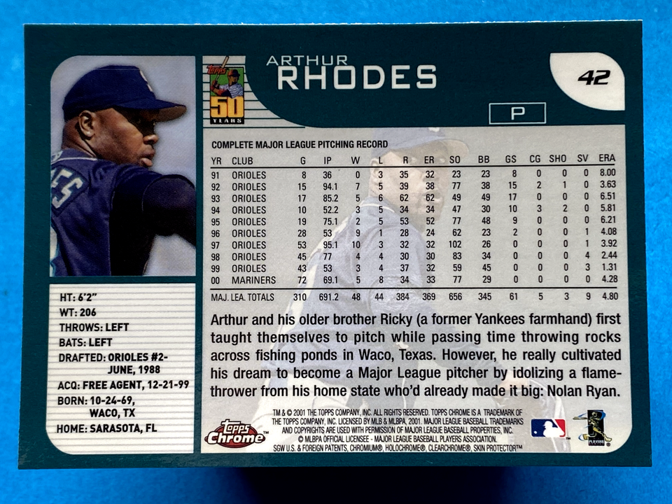 2001 Topps Chrome Arthur Rhodes #42 | eBay