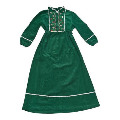 VTG Loungees Pettirobe Green Robe Embroidered Sz 12 Youth READ | eBay
